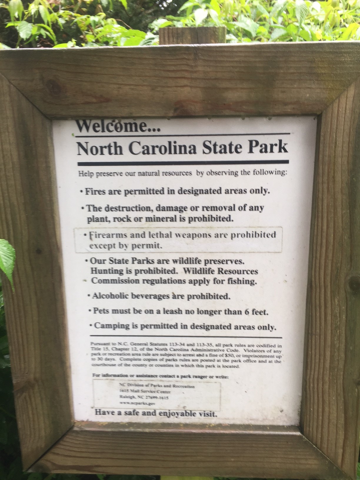 The Captain's Journal » Gun Control In North Carolina State Parks?